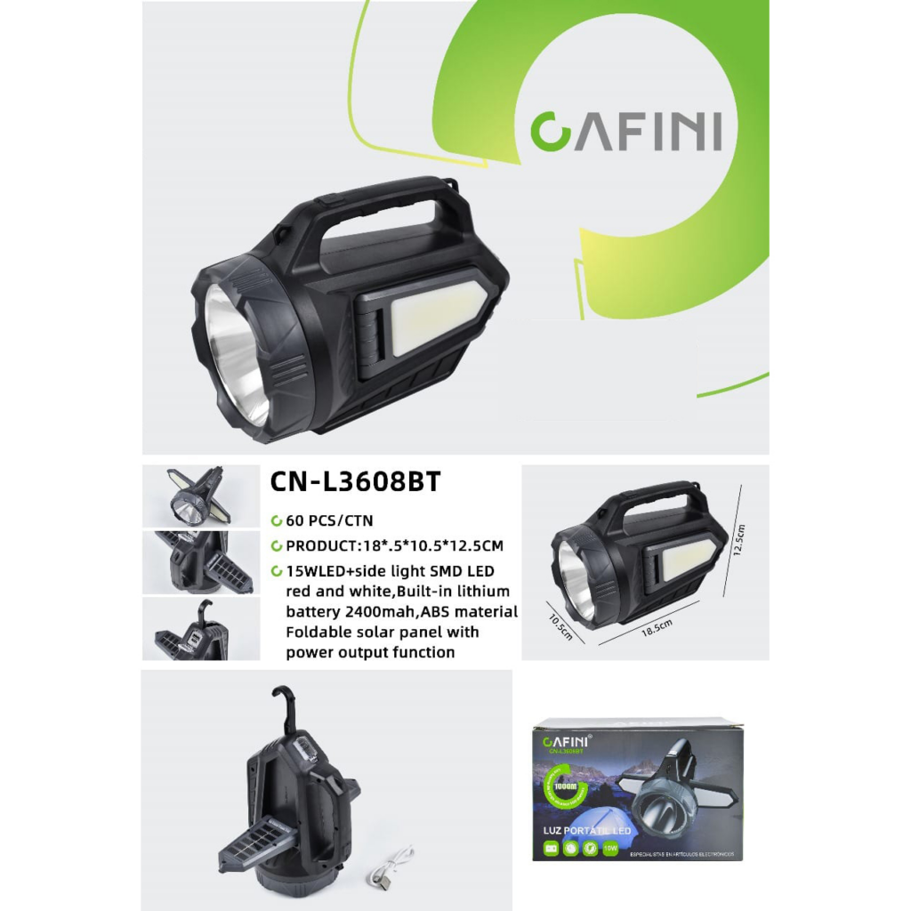 LINTERNA DE MANO LED 15W CAFINI CN-L3608BT | BIGSHOP