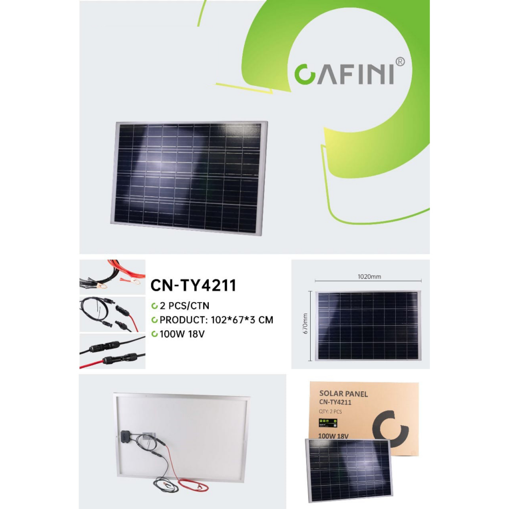 PANEL SOLAR 100W 18V CAFINI CN-TY4211 | BIGSHOP