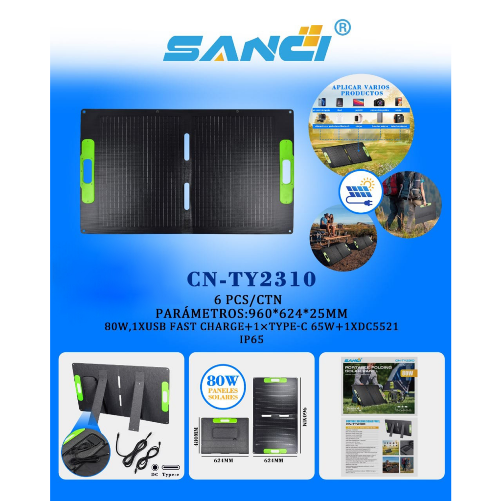 PANEL SOLAR PLEGABLE 80W CN-TY2310 | BIGSHOP